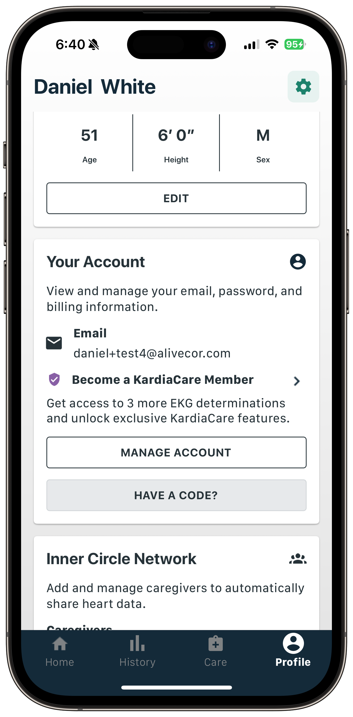 How do I enter a code from my doctor in the Kardia app if I already ...